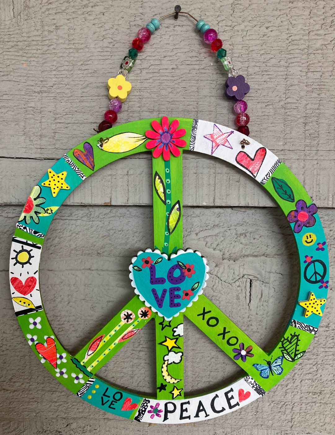 Whimsical Peace Sign. 8x8 Sign. Ready to Hang. - Etsy