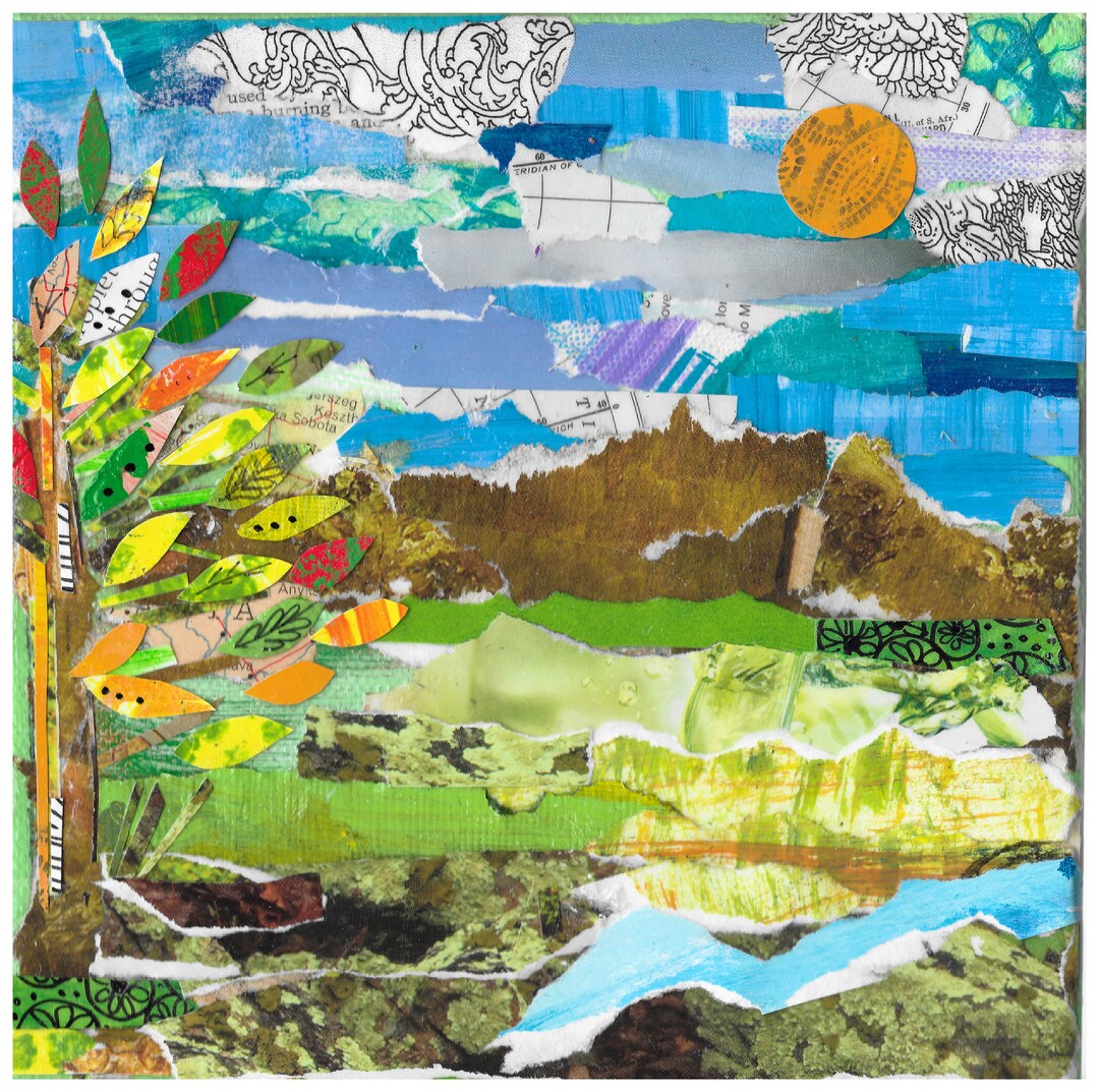 Torn Paper Mountain Art. With or Without Mat. 6x6 or 8x8 Print. - Etsy