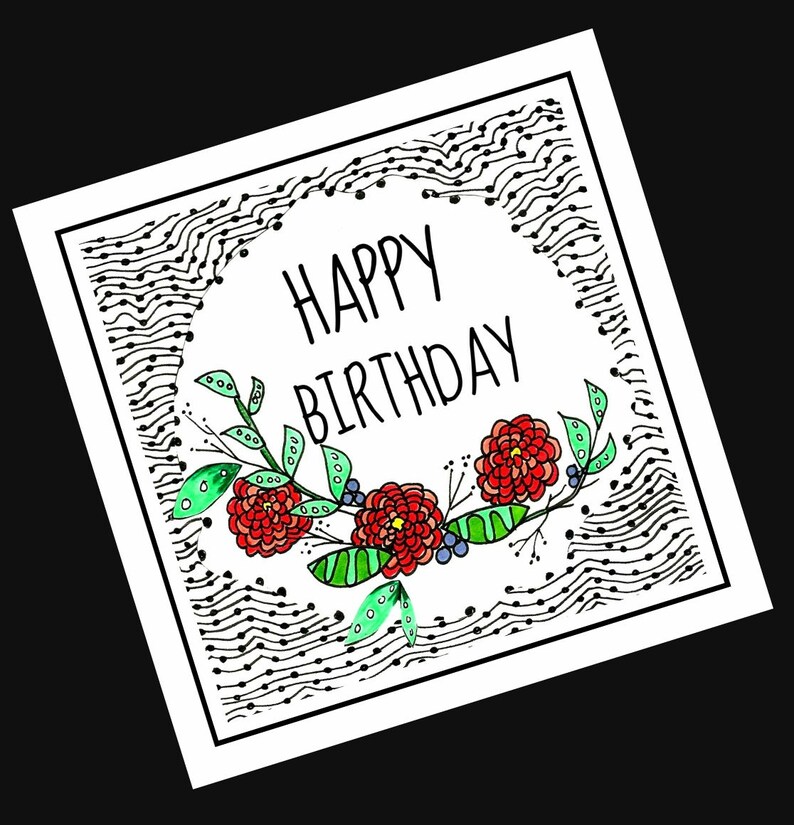 Happy Birthday Card. Hand Drawn Birthday Greetings. Blank - Etsy