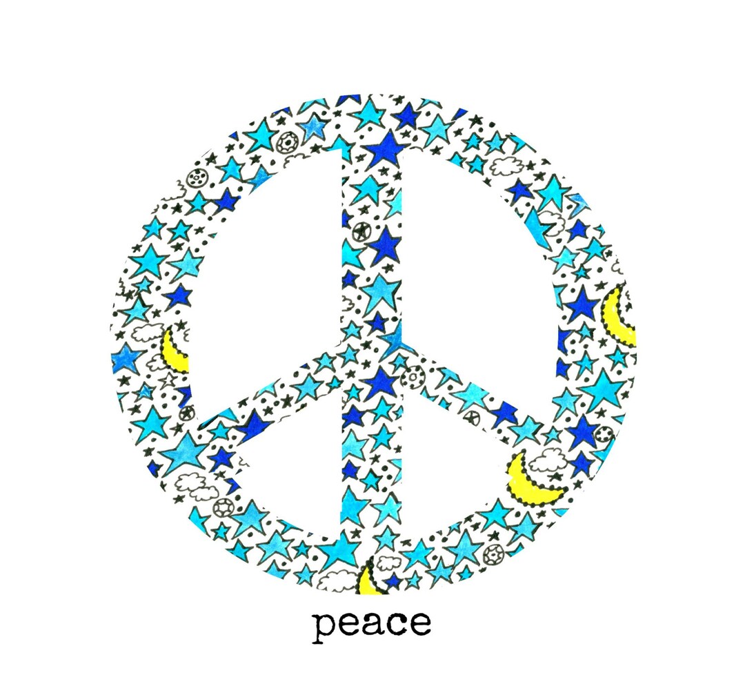 Stars and Moon Peace Sign: Hand-drawn Nursery Decor - Etsy