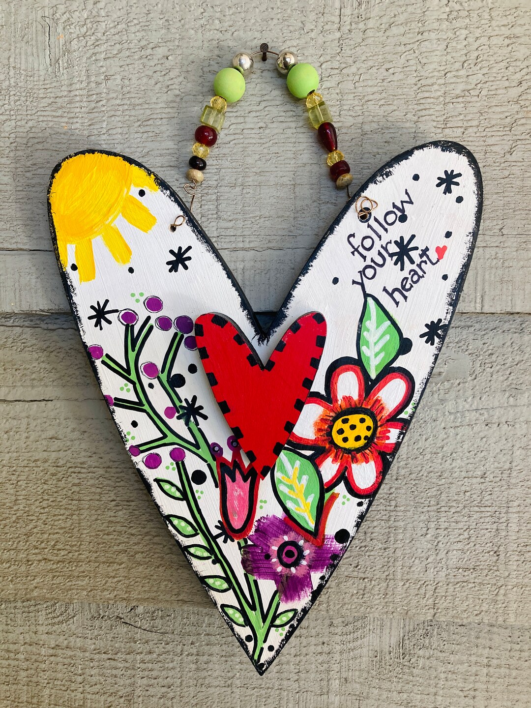 Acrylic Painted Heart. Follow Your Heart. 10x6 Hearts. - Etsy
