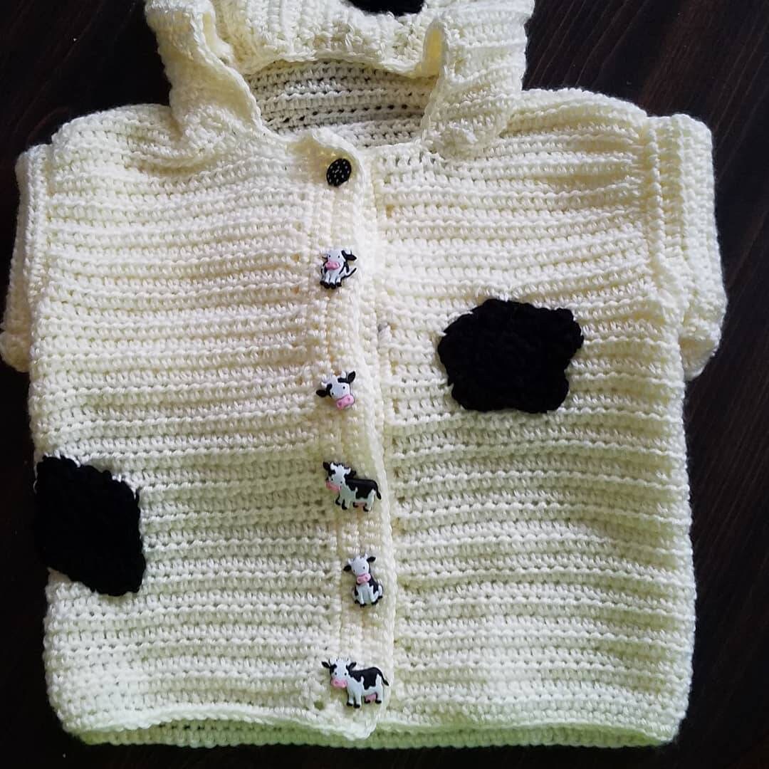 Moo-cow Hooded Sweater With Cow Buttons - Etsy