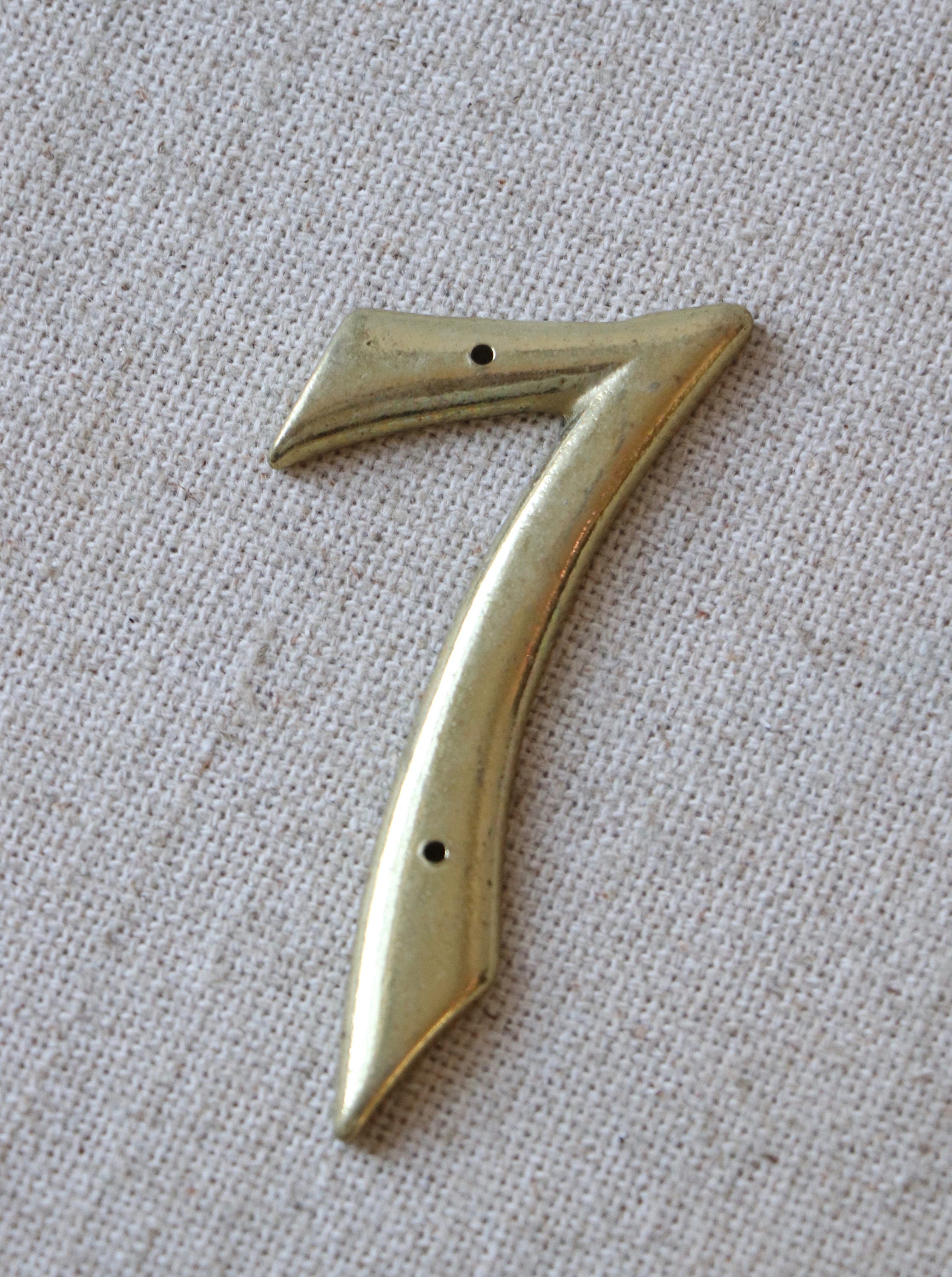 Vintage Solid Brass House Number 7, Vintage Metal Number Seven - Etsy