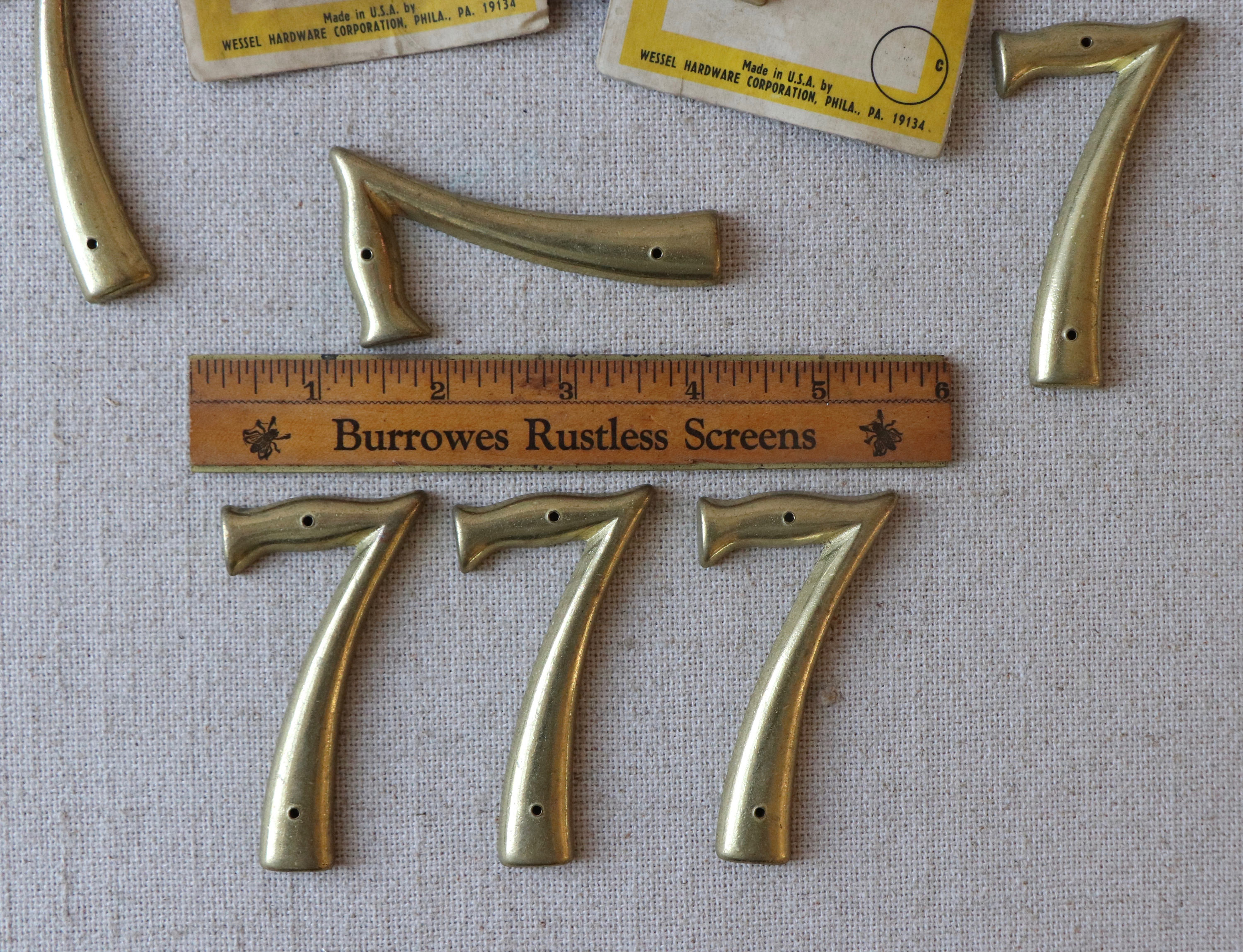 Vintage Solid Brass House Number 7 Vintage Metal Number Seven - Etsy