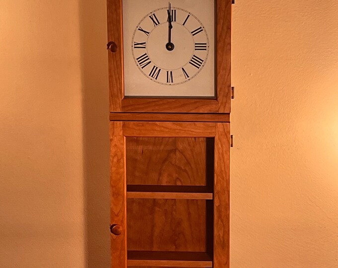 Modern Shaker Wall Clock - Wall Hanging Clock Cabinet With Dovetail Drawer and Key Hooks - Etsy