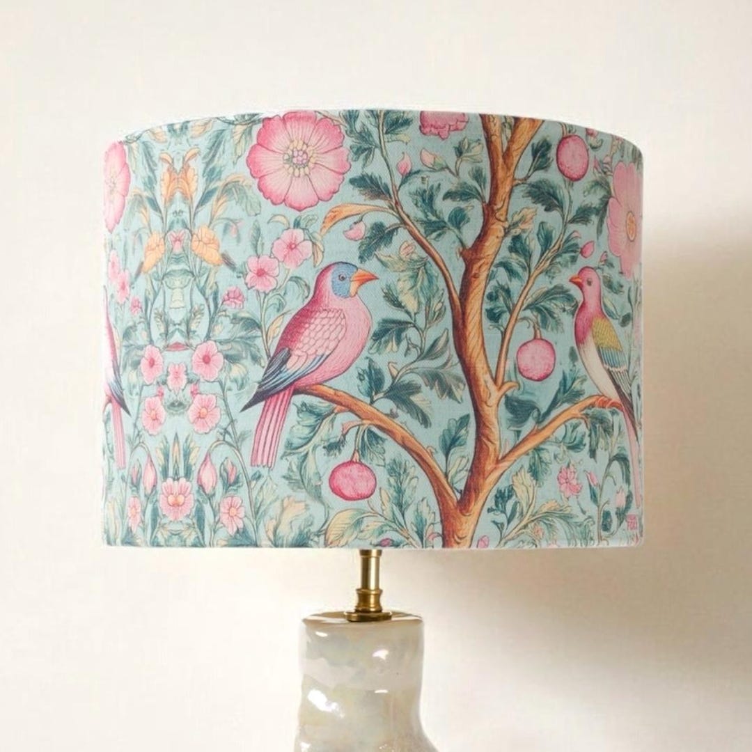 Vintage Bird Lampshade, Floral Drum Lamp Shade, Nature Inspired ...
