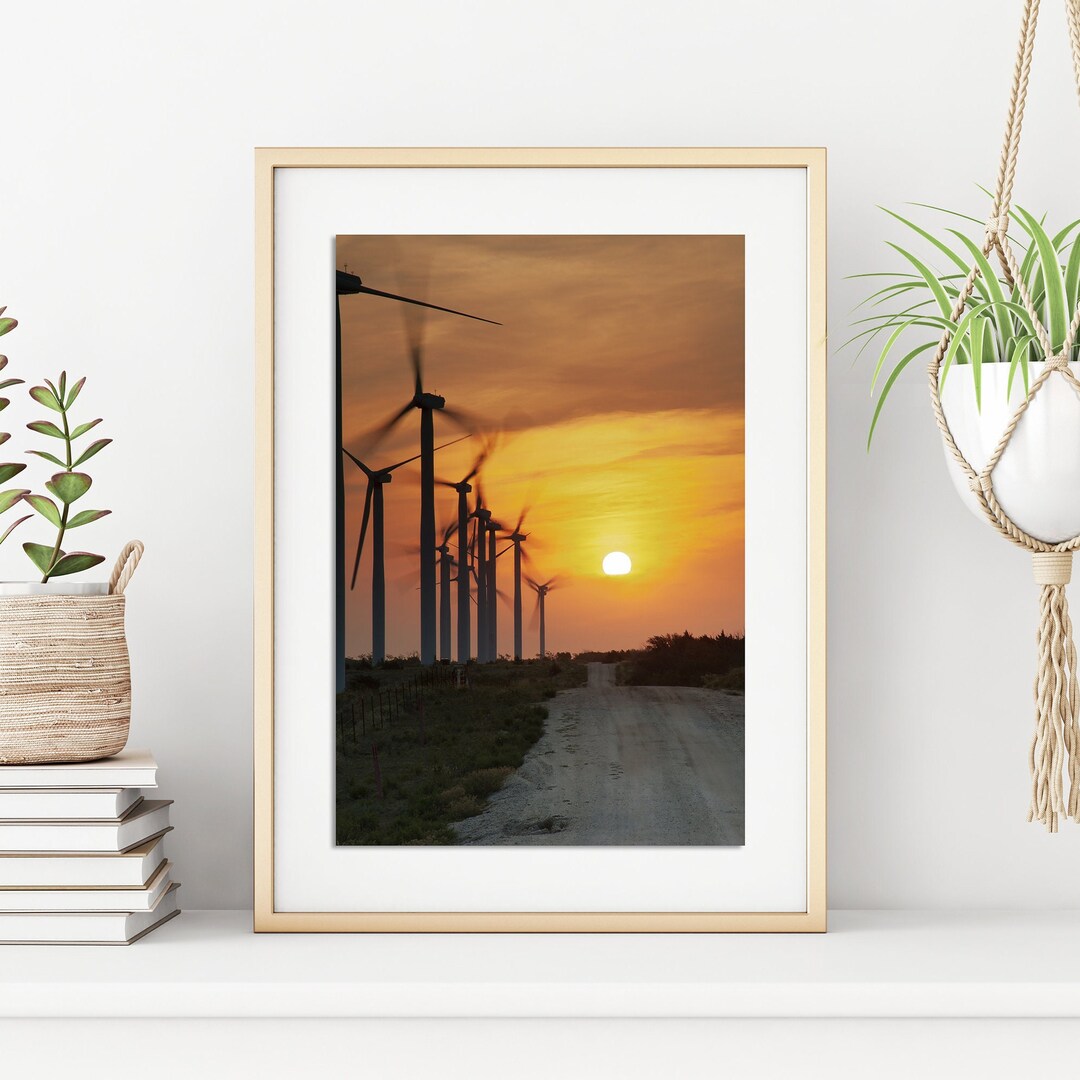 Wind Turbine Print | Wind Energy Print | Turbine Sunset | Wind Energy ...