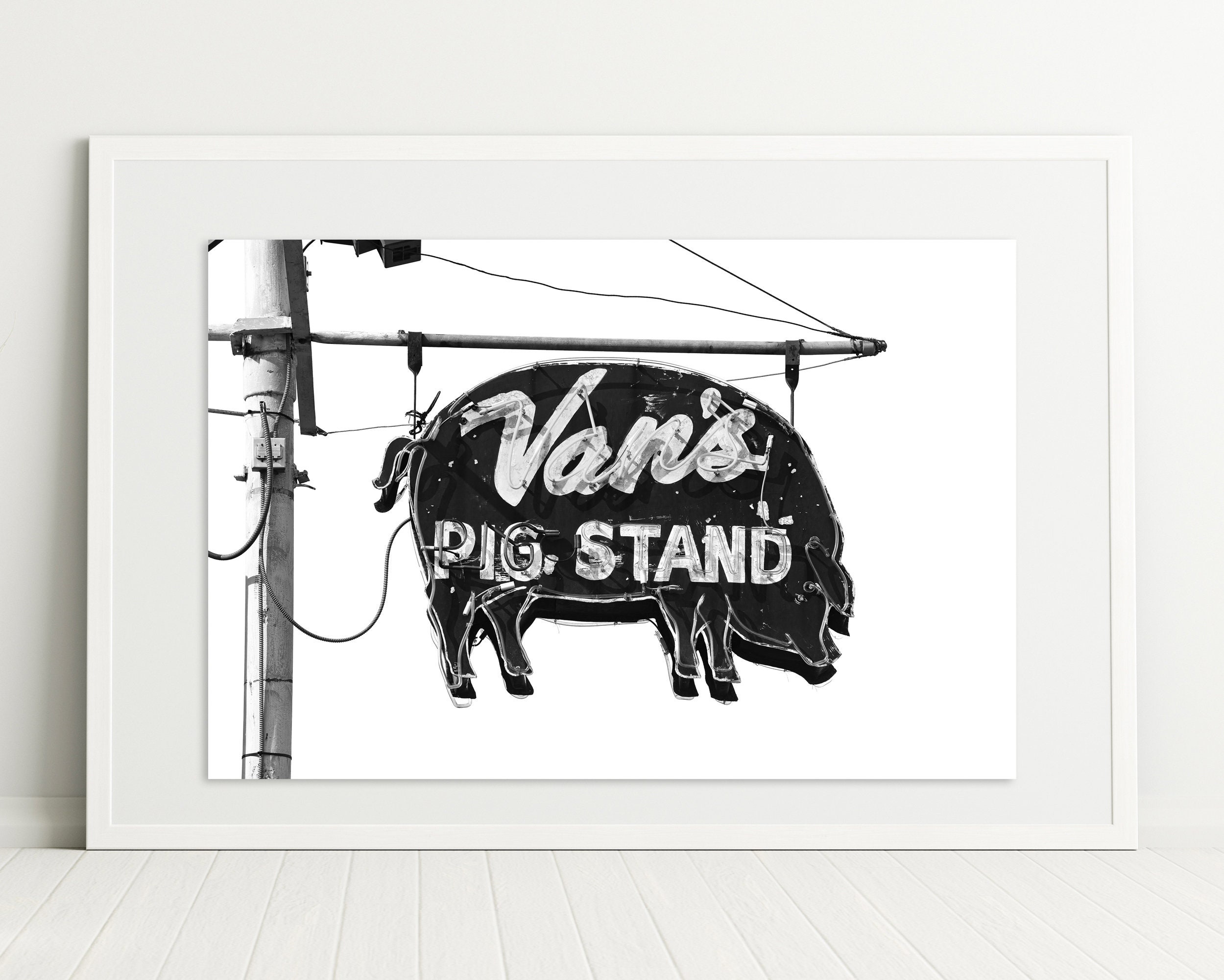 Van's Pig Stand BBQ Sign Print: Vintage Kitchen Wall Decor - Etsy