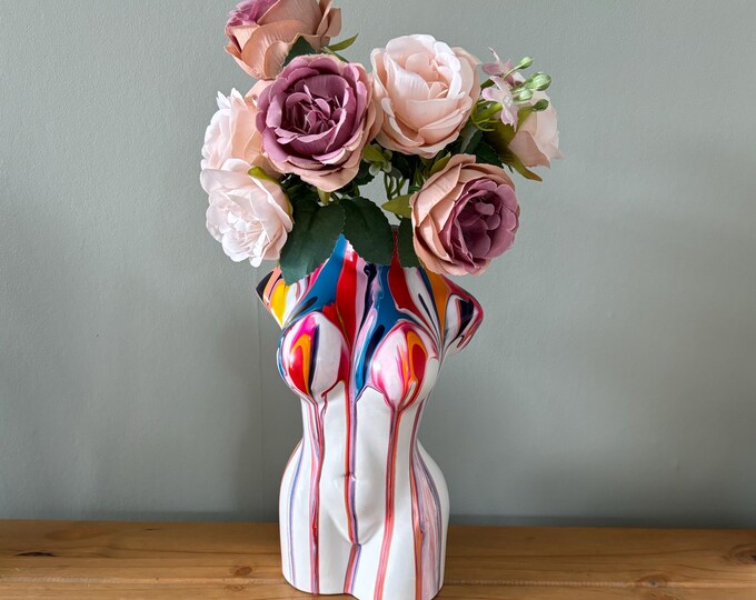 Hand Painted Ceramic Female Torso Vase, Christmas Gift, Small Vase ...