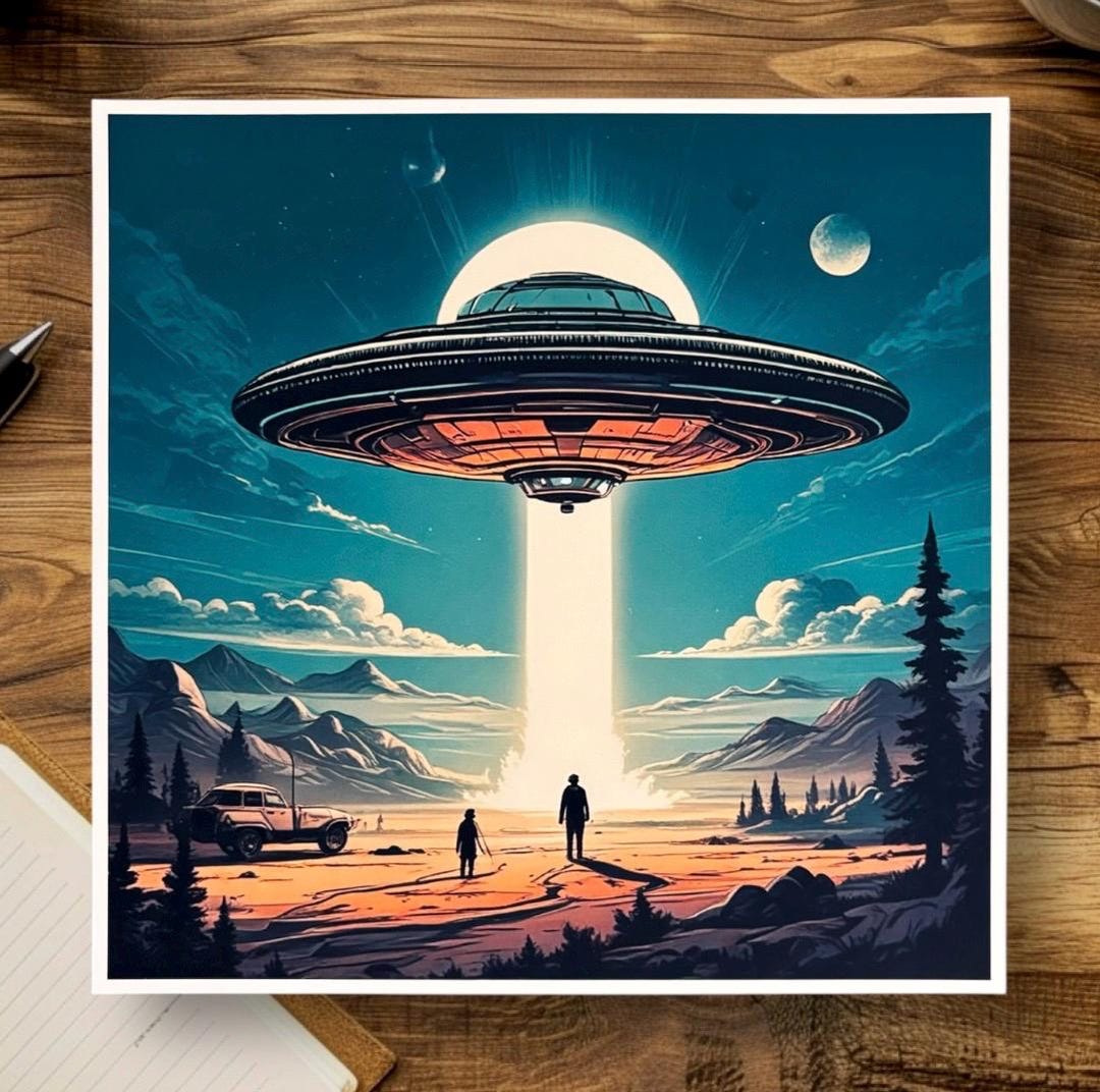 Vintage Style UFO Art Print, AI Generated Art, Wall Art, Home Decor ...