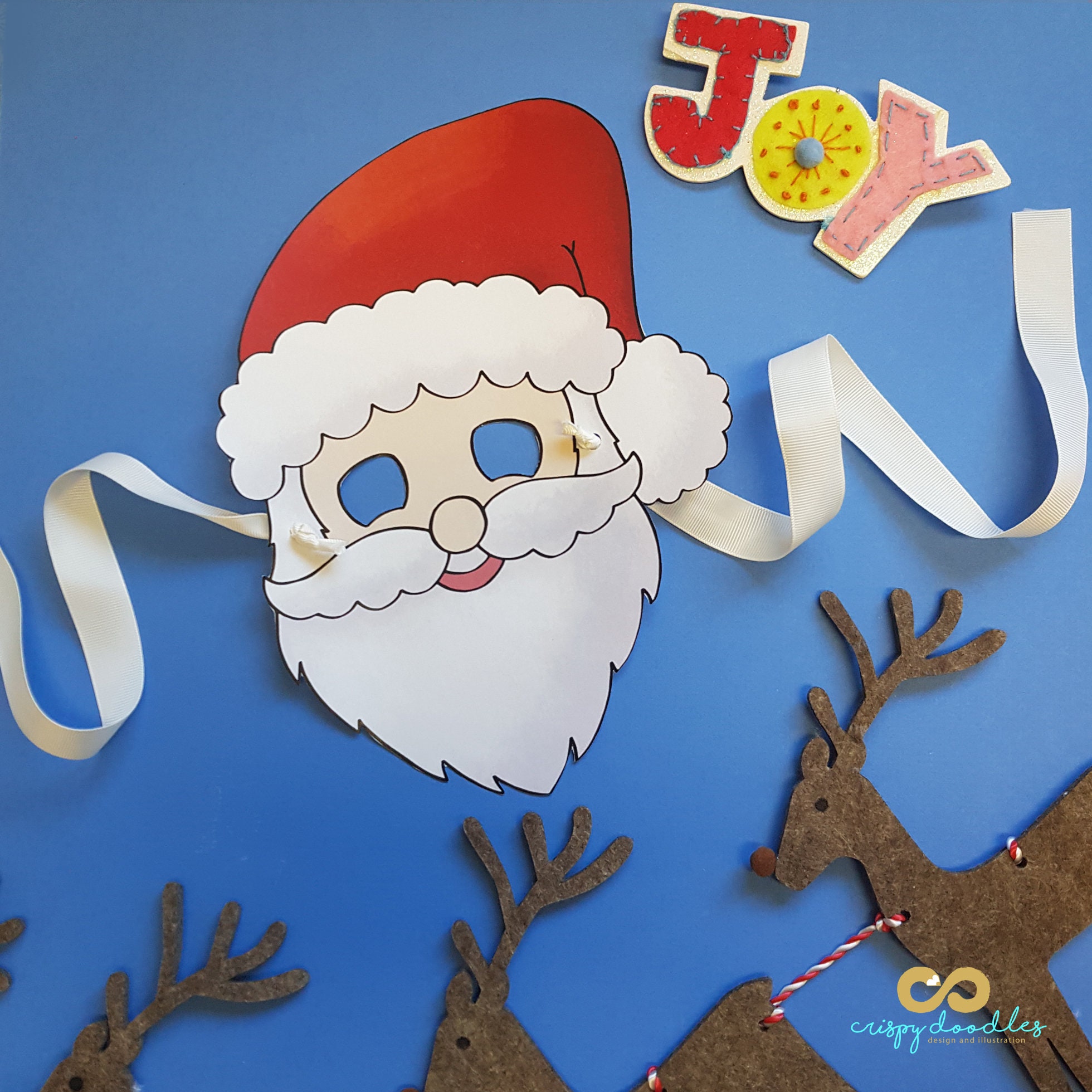 Kids Christmas Santa Mask and Doorknob Hanger, Digital Download, Kids ...