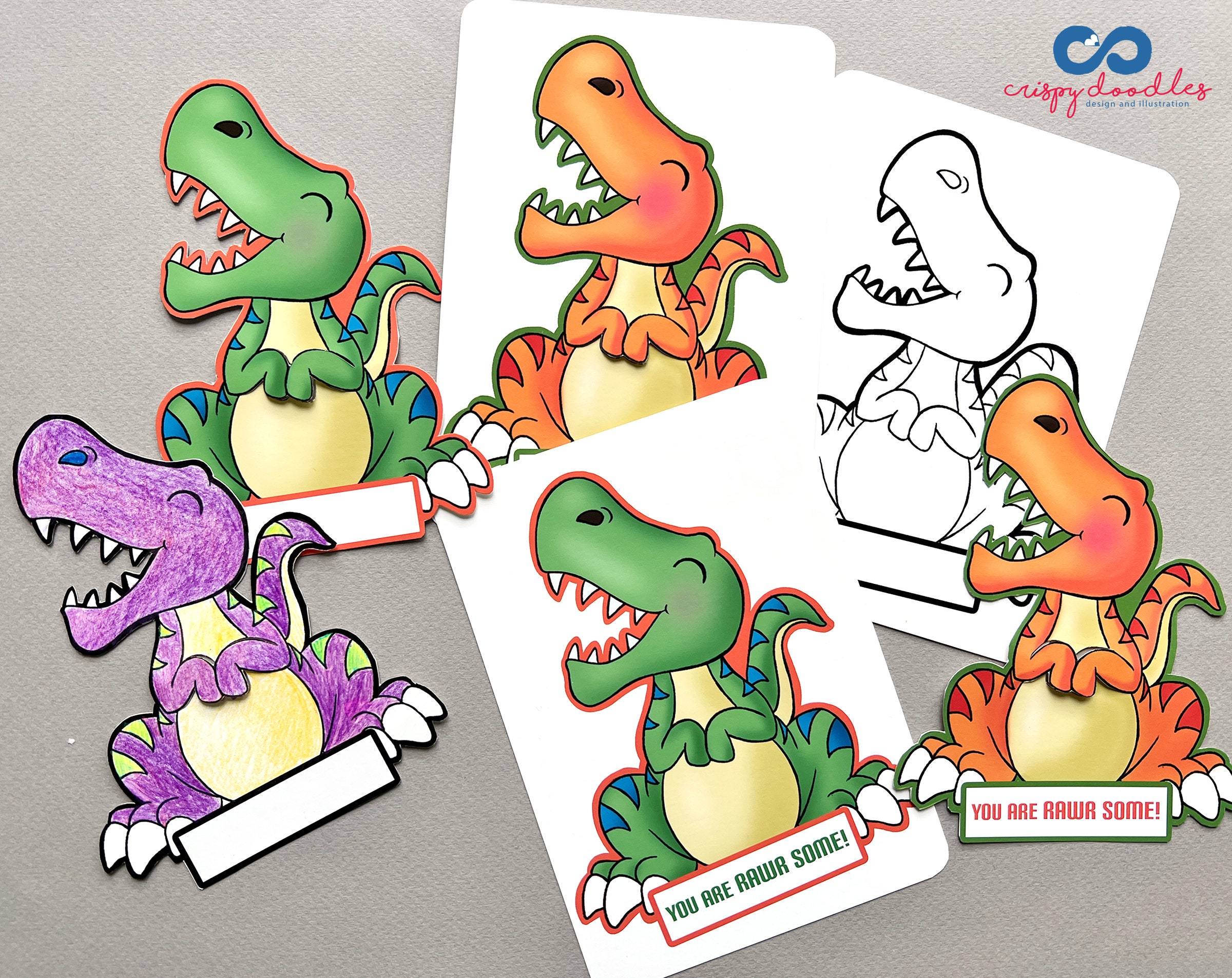 Valentines Day Dinosaur Card Set, Candy Hugger, Pencil Crayon Holder ...