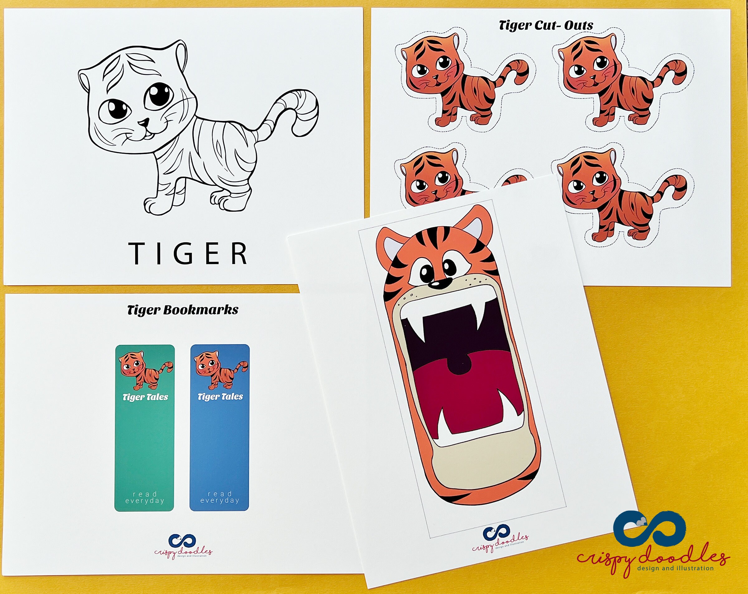 Tiger Kids DIY Activity, Wild Animals, Big Mouth Animal, Tiger Bookmark ...