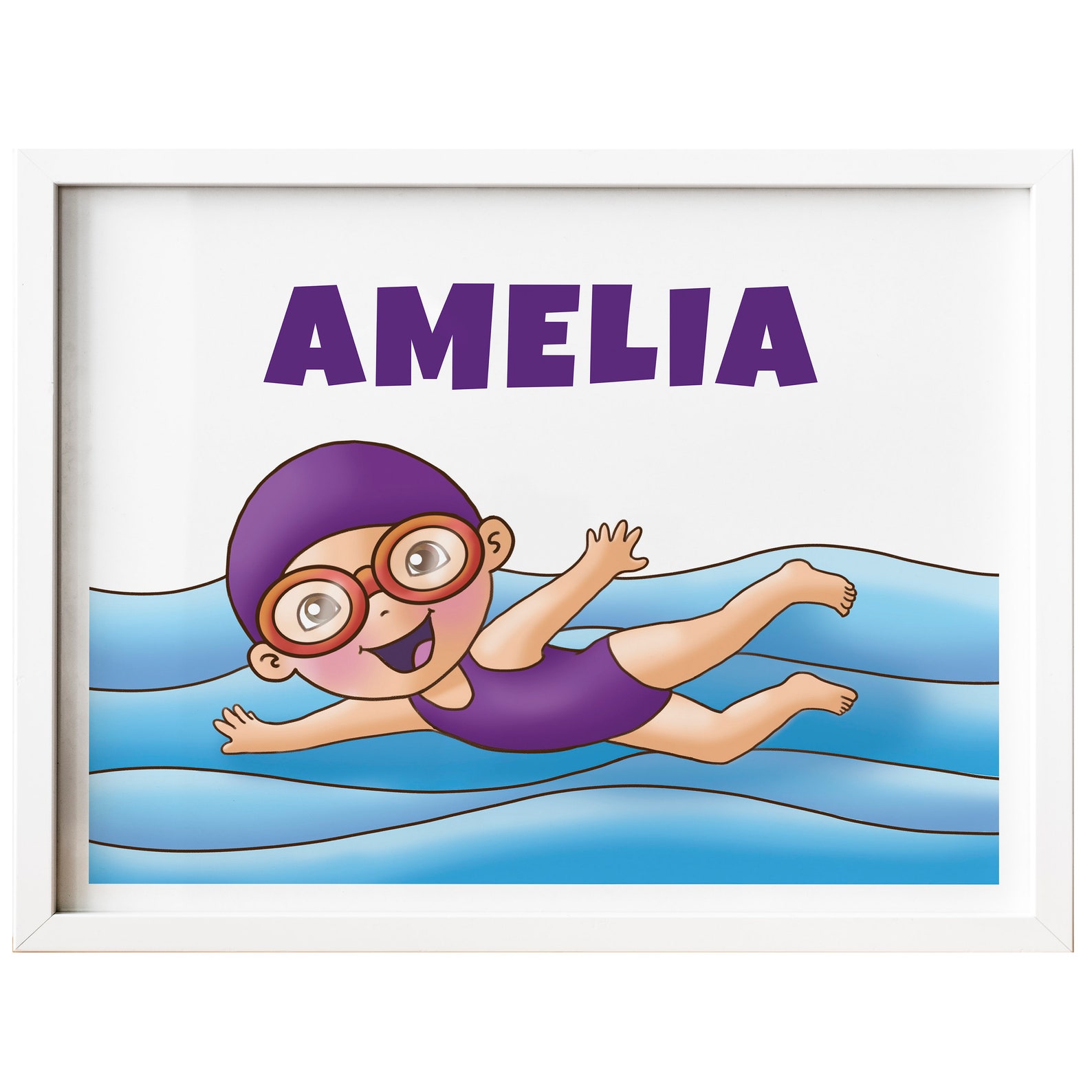 Swim Girl Personalized Name Print, Swimming Gift for Kids, Childrens ...