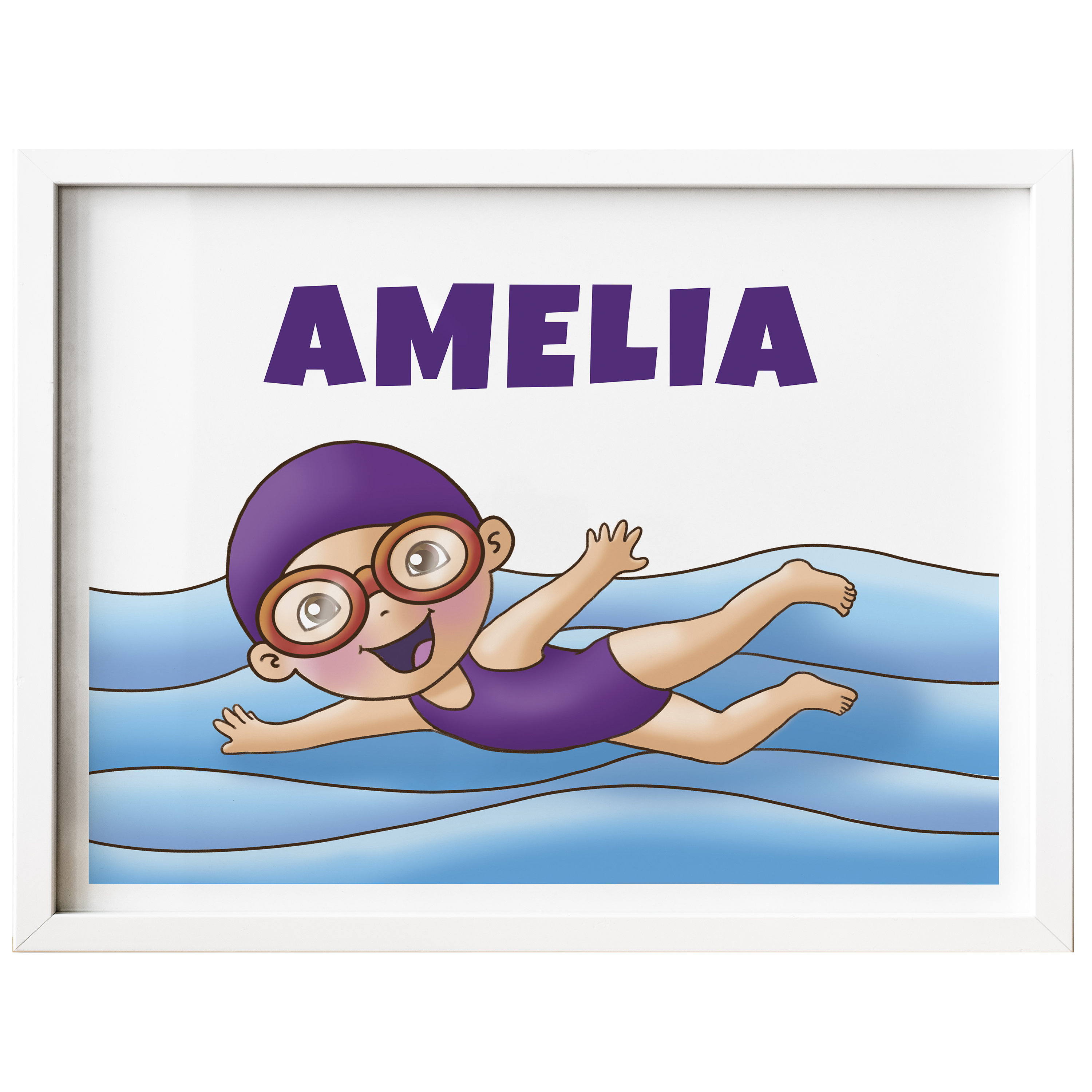 Swim Girl Personalized Name Print, Swimming Gift for Kids, Childrens ...