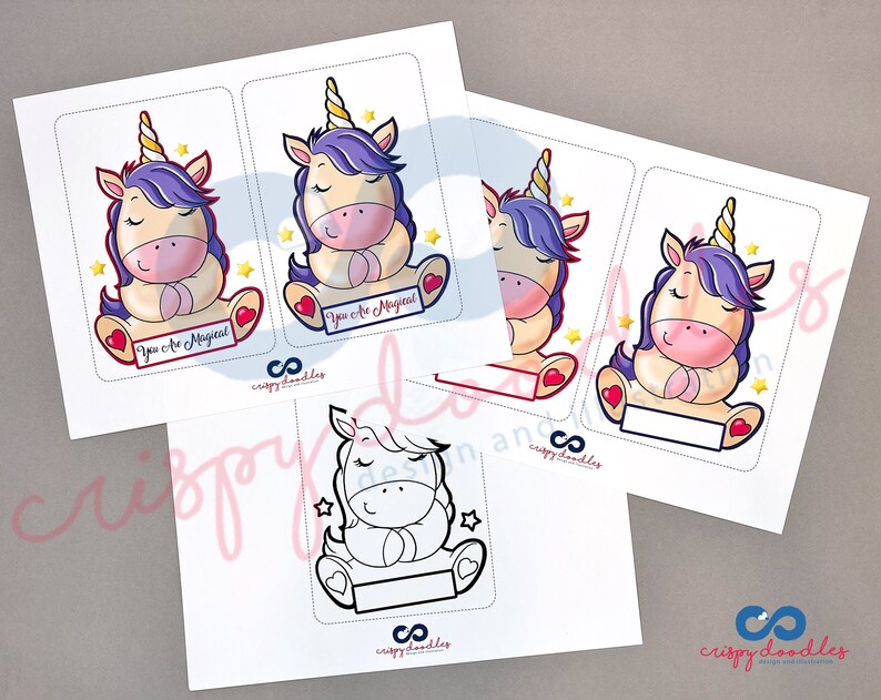 Valentines Day Unicorn Card Set, Candy Hugger, Pencil Crayon Holder ...