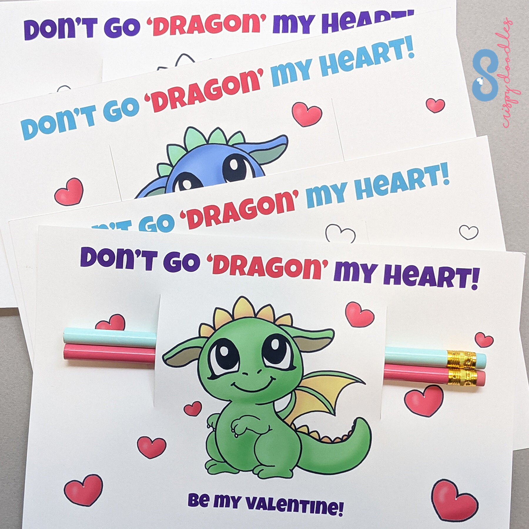 Valentines Day Card Activity, Cute Printable DIY Card, Don't Go Dragon ...