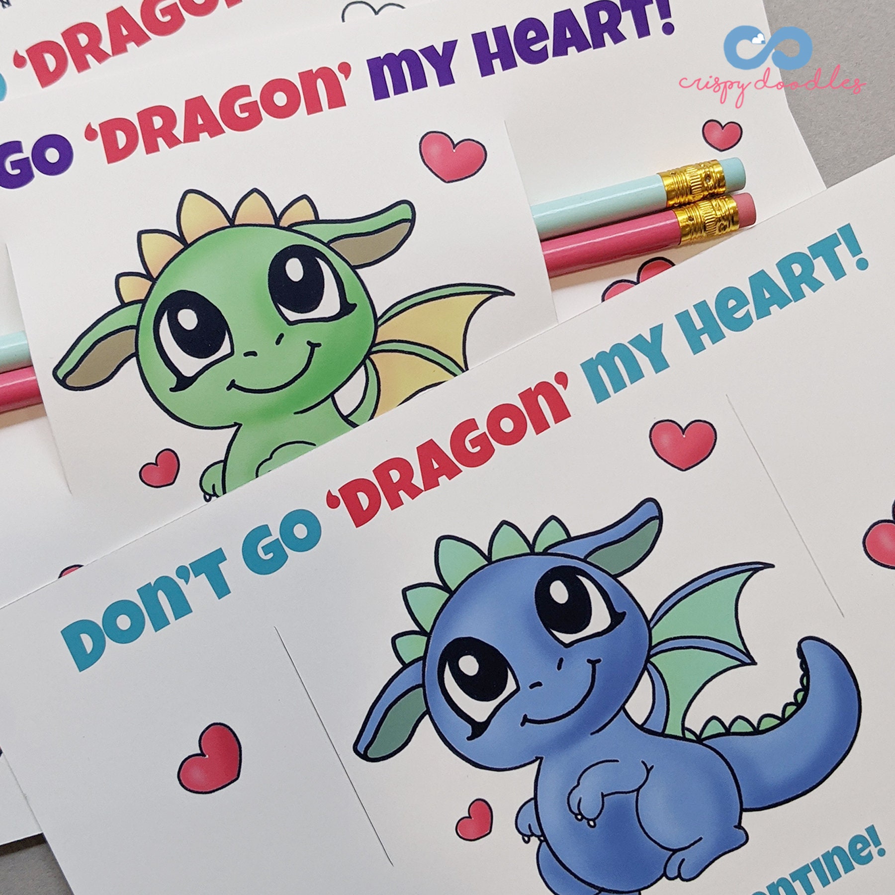 Valentines Day Card Activity, Cute Printable DIY Card, Don't Go Dragon ...