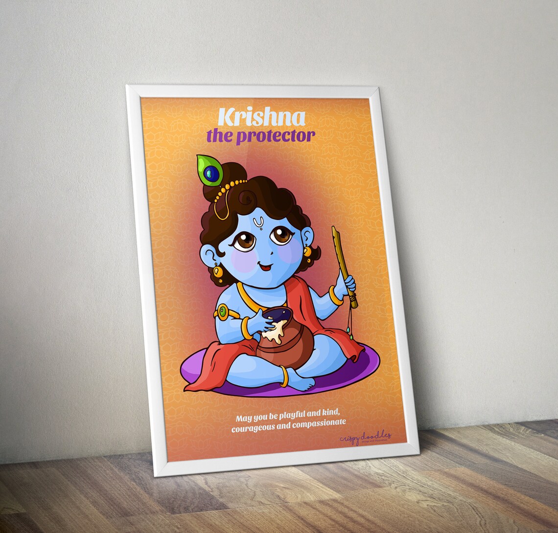BABY KRISHNA Postcard or Poster Hindu God Kids / Children - Etsy