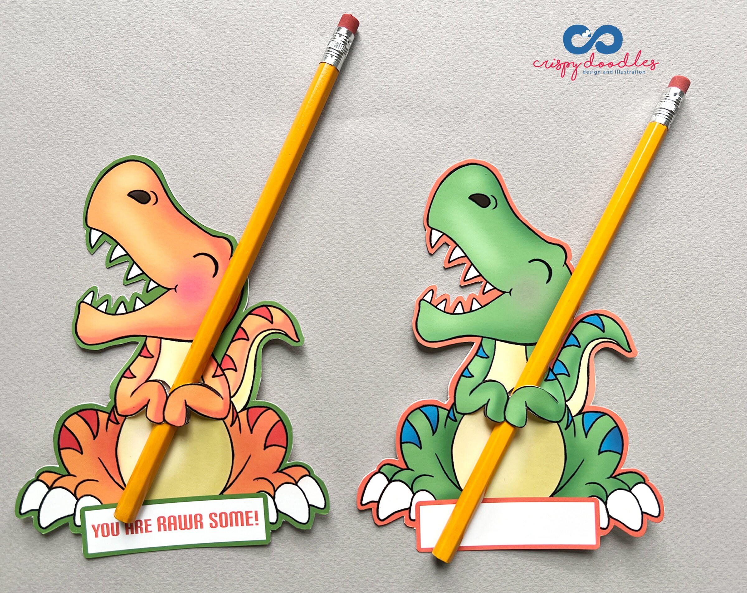 Valentines Day Dinosaur Card Set, Candy Hugger, Pencil Crayon Holder ...