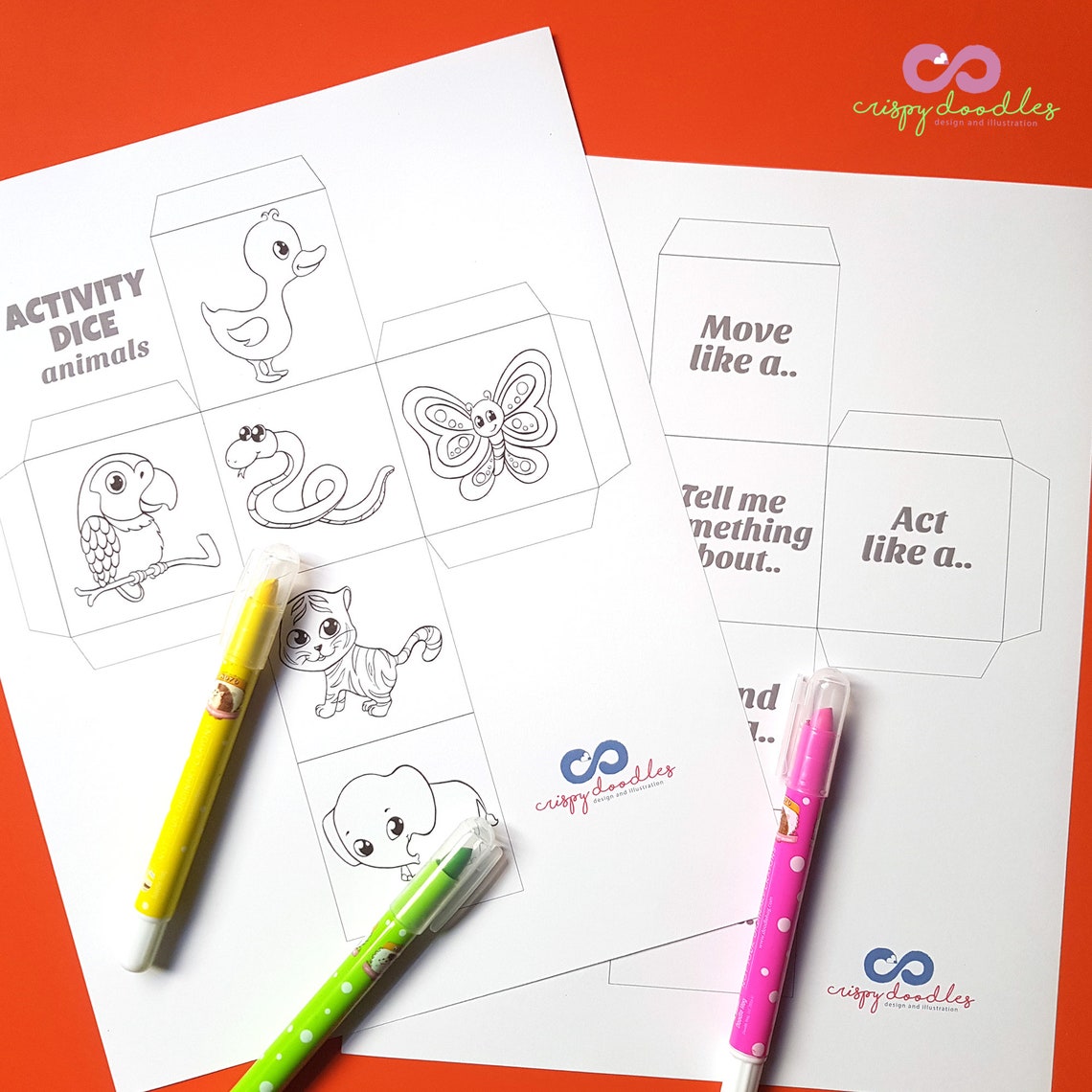 Animal Activity Dice, Indoor Play, Educational Games for Preschoolers ...