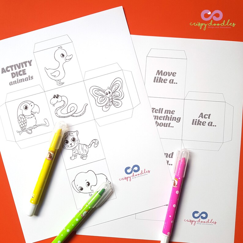 Animal Activity Dice, Indoor Play, Educational Games for Preschoolers ...