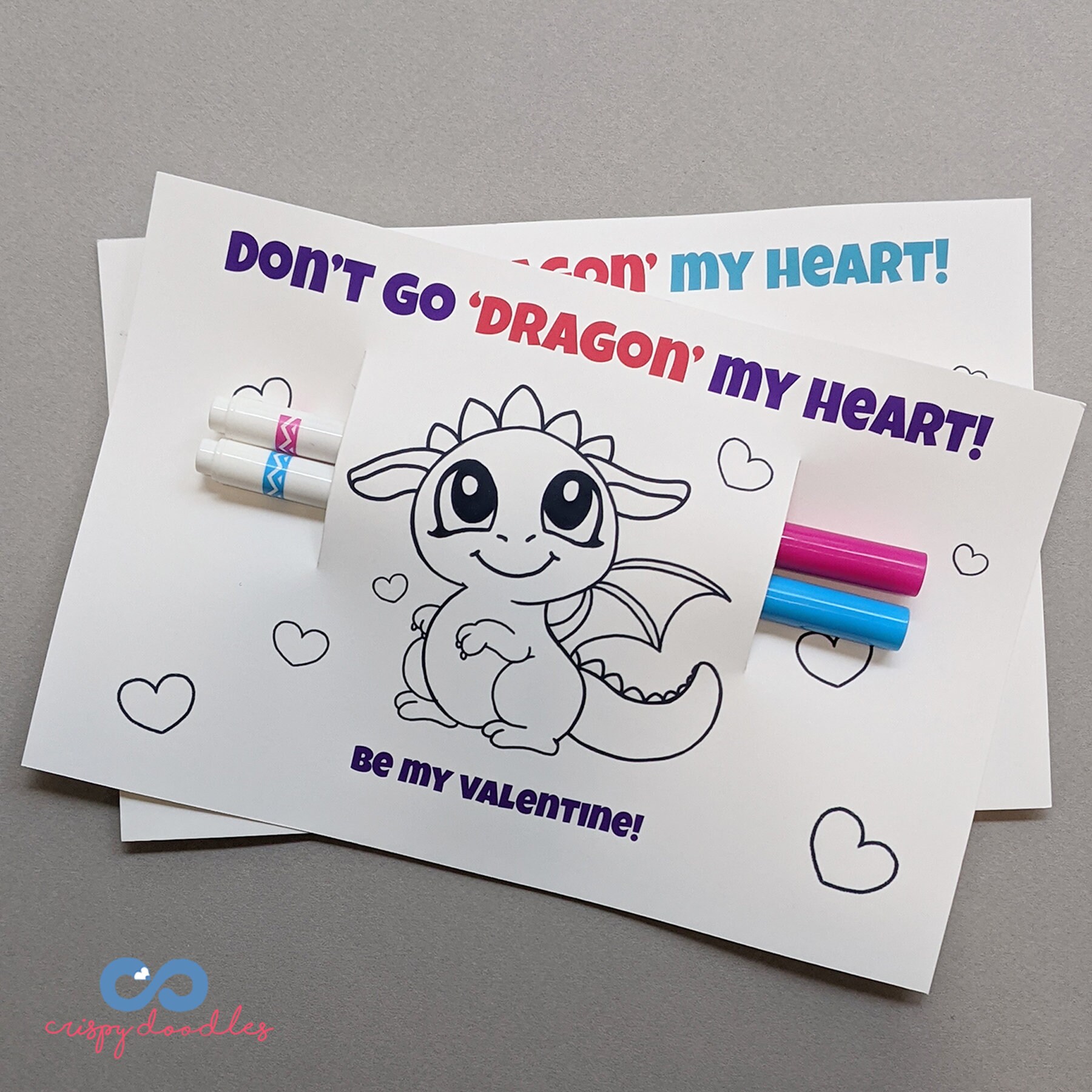 Valentines Day Card Activity, Cute Printable DIY Card, Don't Go Dragon ...