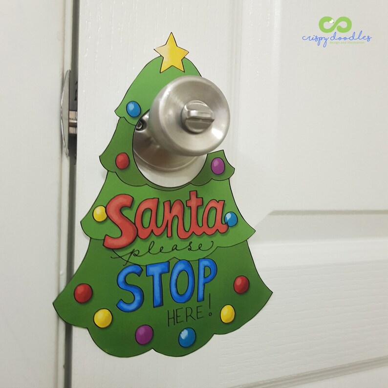 Kids Christmas Santa Mask and Doorknob Hanger, Digital Download, Kids ...
