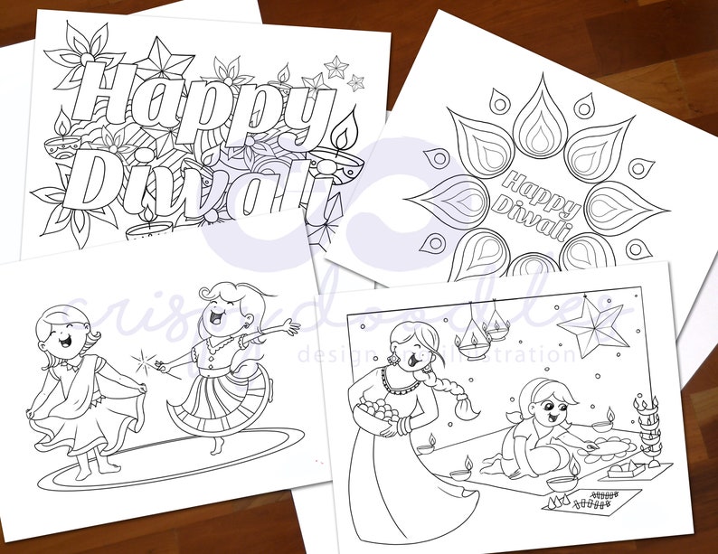Diwali Coloring Activity Pages for Kids Diwali Decor for - Etsy