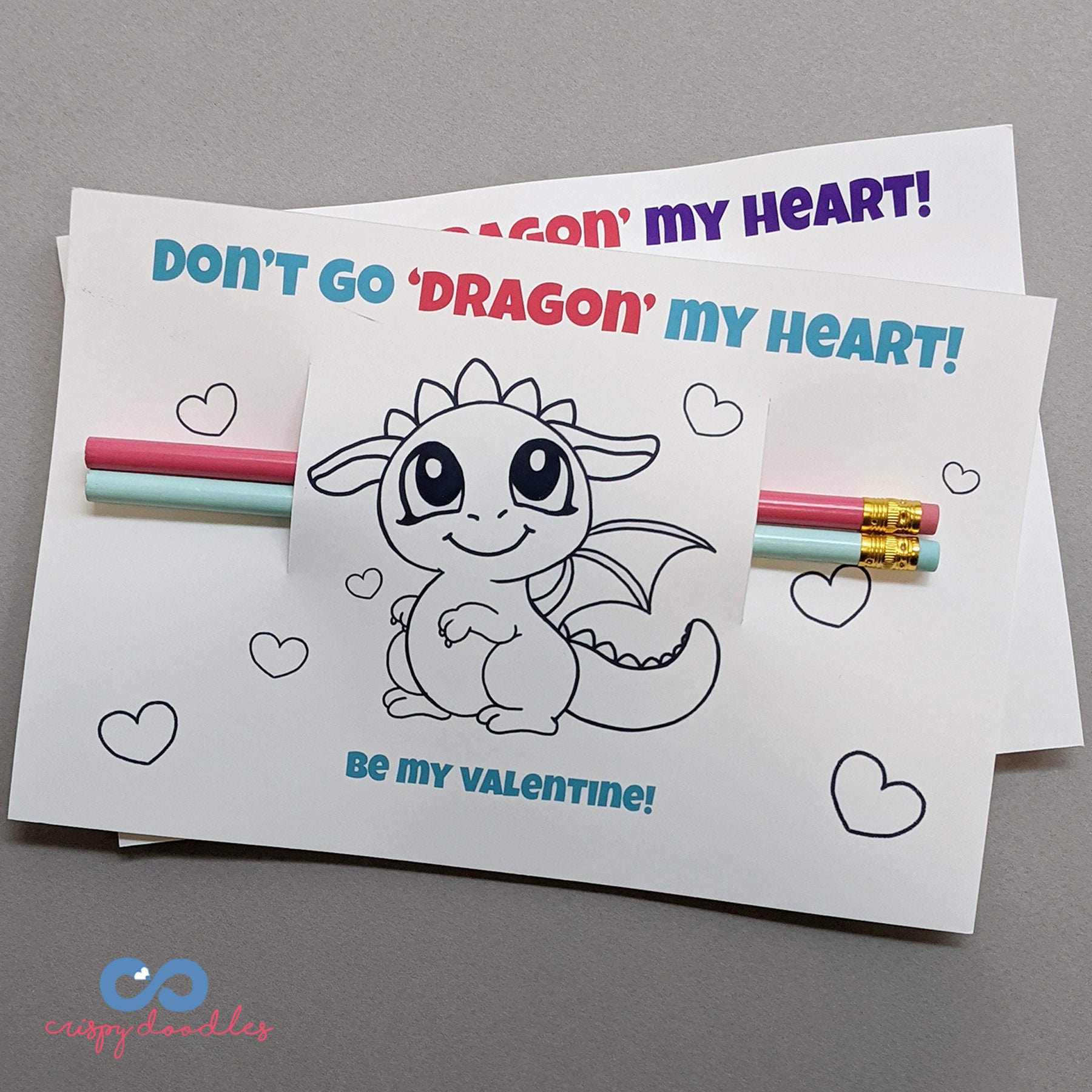 Valentines Day Card Activity, Cute Printable DIY Card, Don't Go Dragon ...