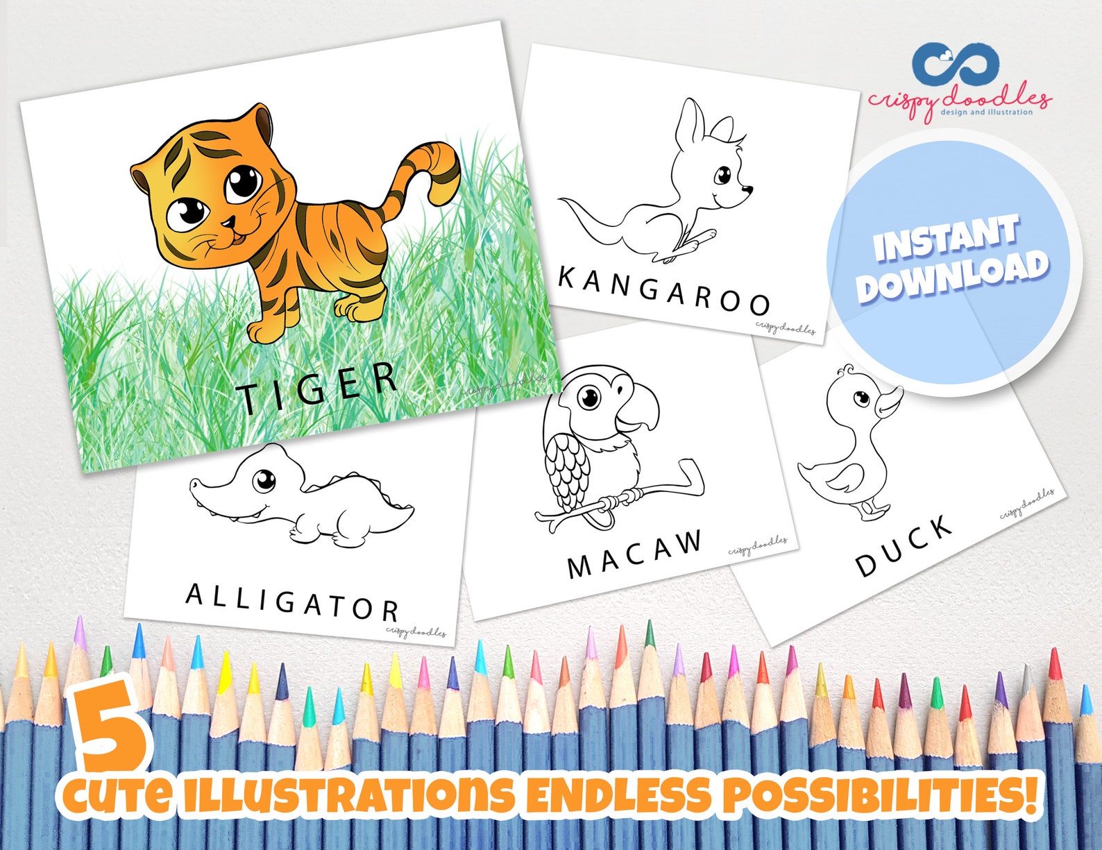 Animal Coloring Pages Kids, Preschool Home School Classroom Printable ...