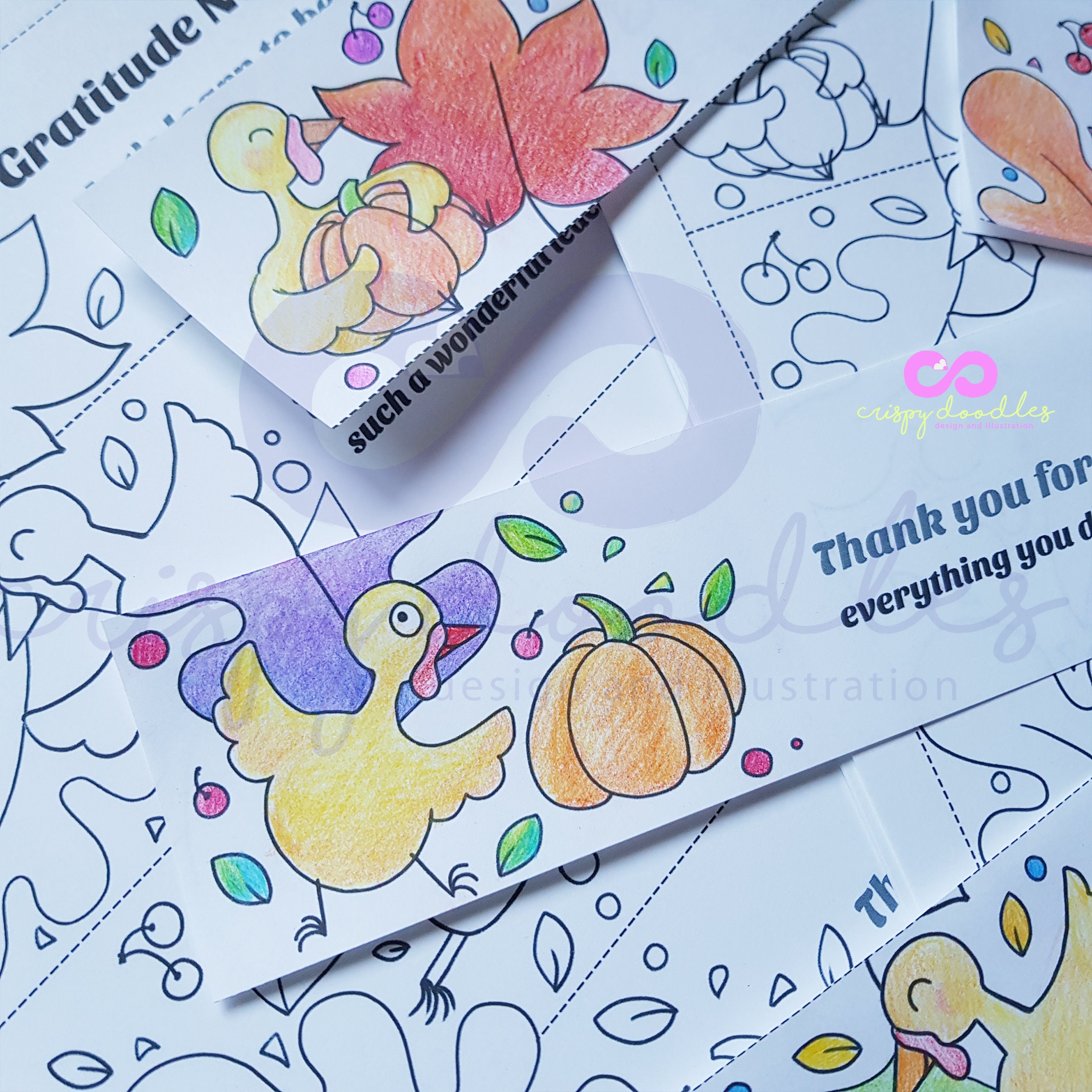 Printable Thanksgiving Gratitude Notes, Kids Coloring Pages Fall ...