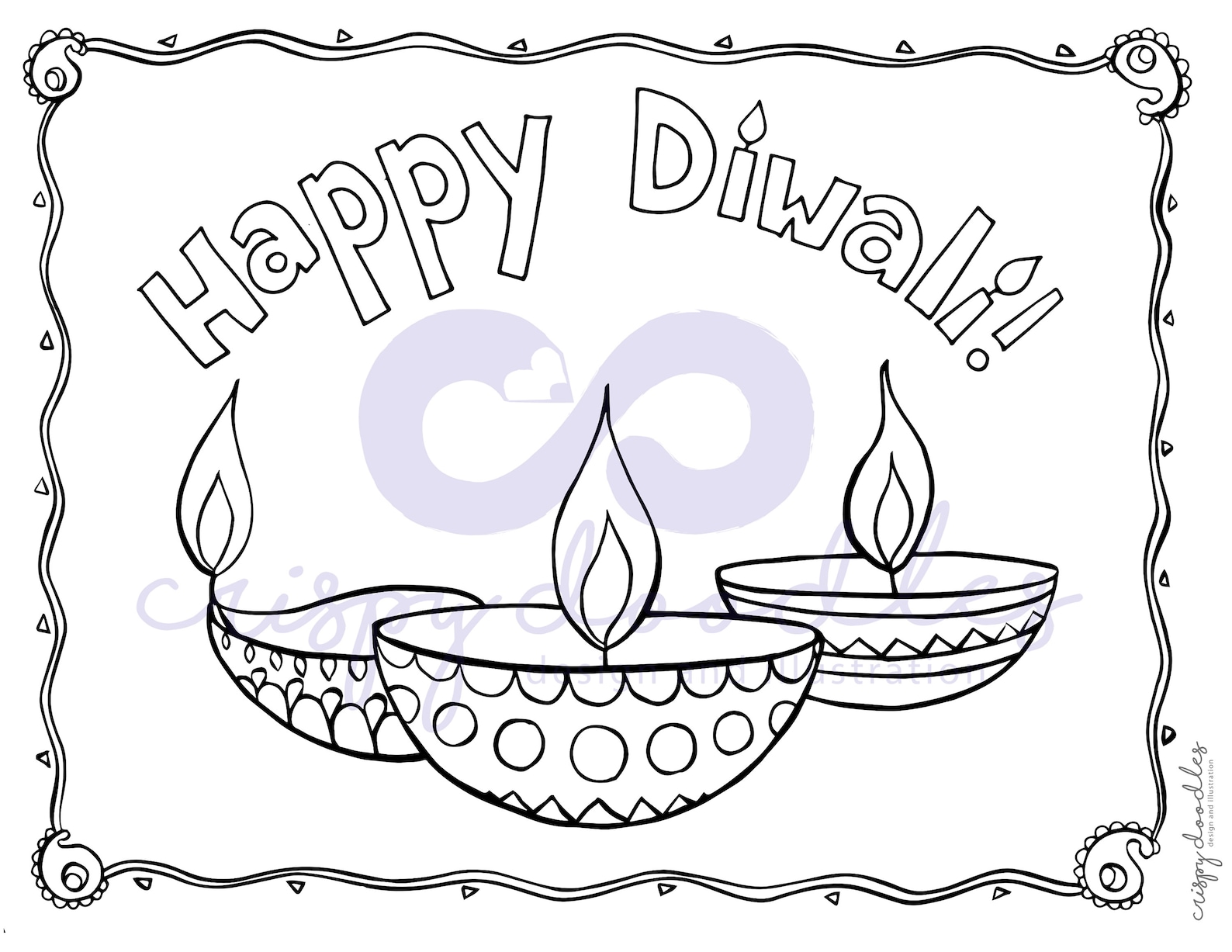 Diwali Coloring Activity Pages for Kids, Diwali Decor for South Asian ...