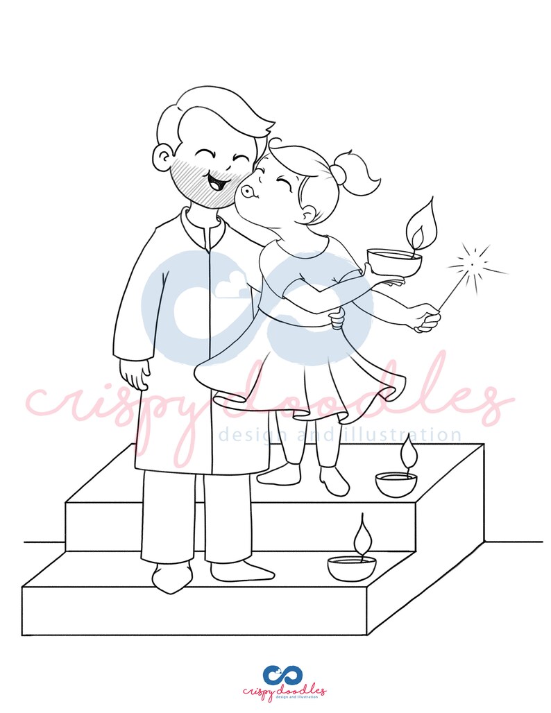 Diwali Coloring Activity Pages for Kids, Diwali Decor for South Asian ...