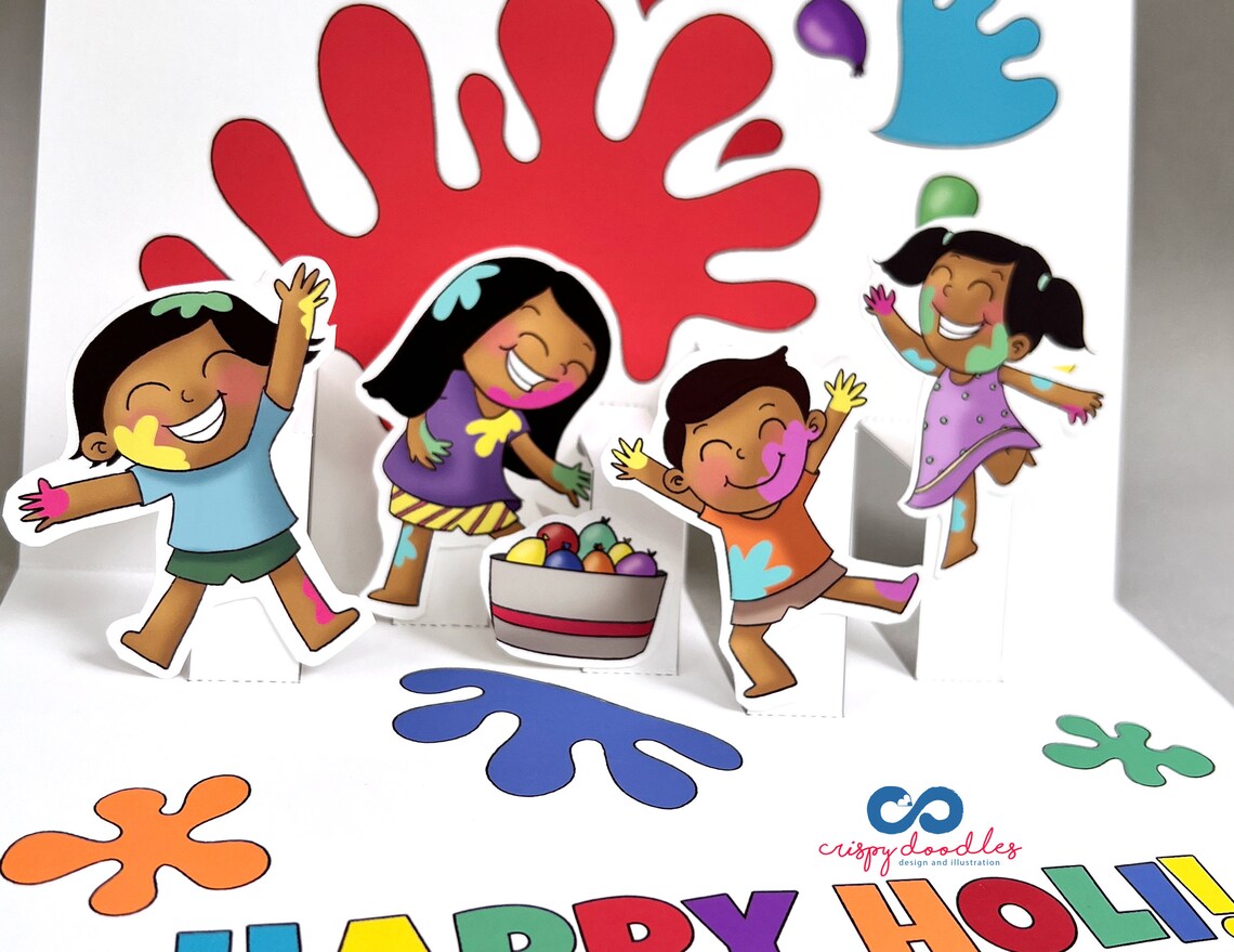 Holi Pop up Make Your Own Cards, Indian Festival of Color DIY Craft ...