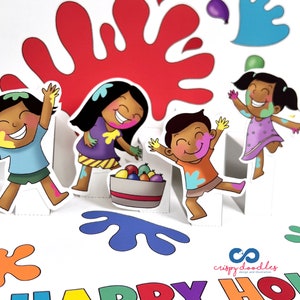 Holi Pop up Make Your Own Cards, Indian Festival of Color DIY Craft ...