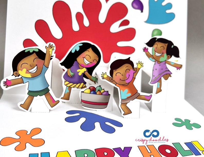 Holi Pop up Make Your Own Cards, Indian Festival of Color DIY Craft ...