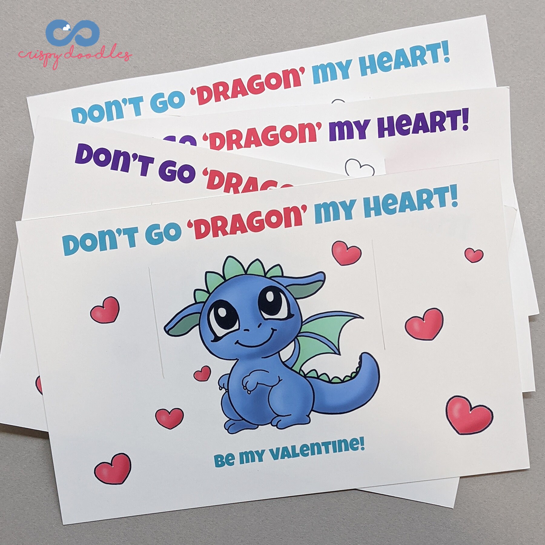 Valentines Day Card Activity, Cute Printable DIY Card, Don't Go Dragon ...
