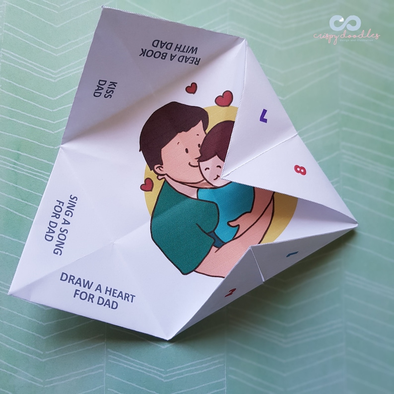 Fathers Day Cootie Catcher DIY Craft, Cute Chatter Box, Happy Snappy ...