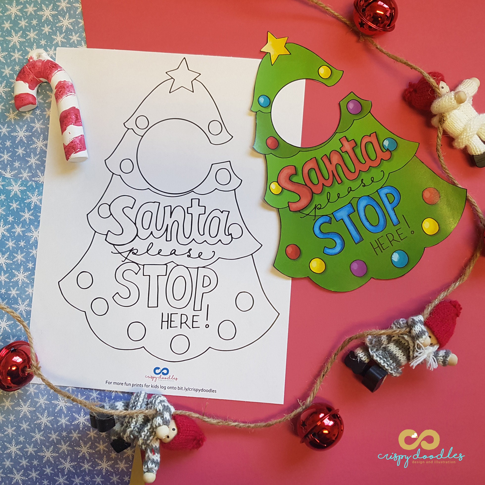 Kids Christmas Santa Mask and Doorknob Hanger, Digital Download, Kids ...