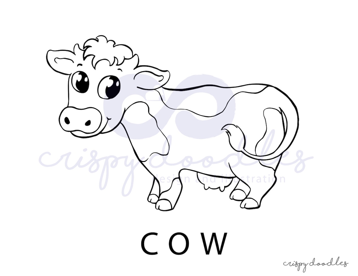Farm Animals Coloring Pages Duck Cow Sheep Pig Horse - Etsy
