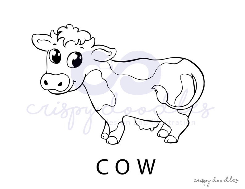 Farm Animals Coloring Pages - Duck Cow Sheep Pig Horse - Etsy