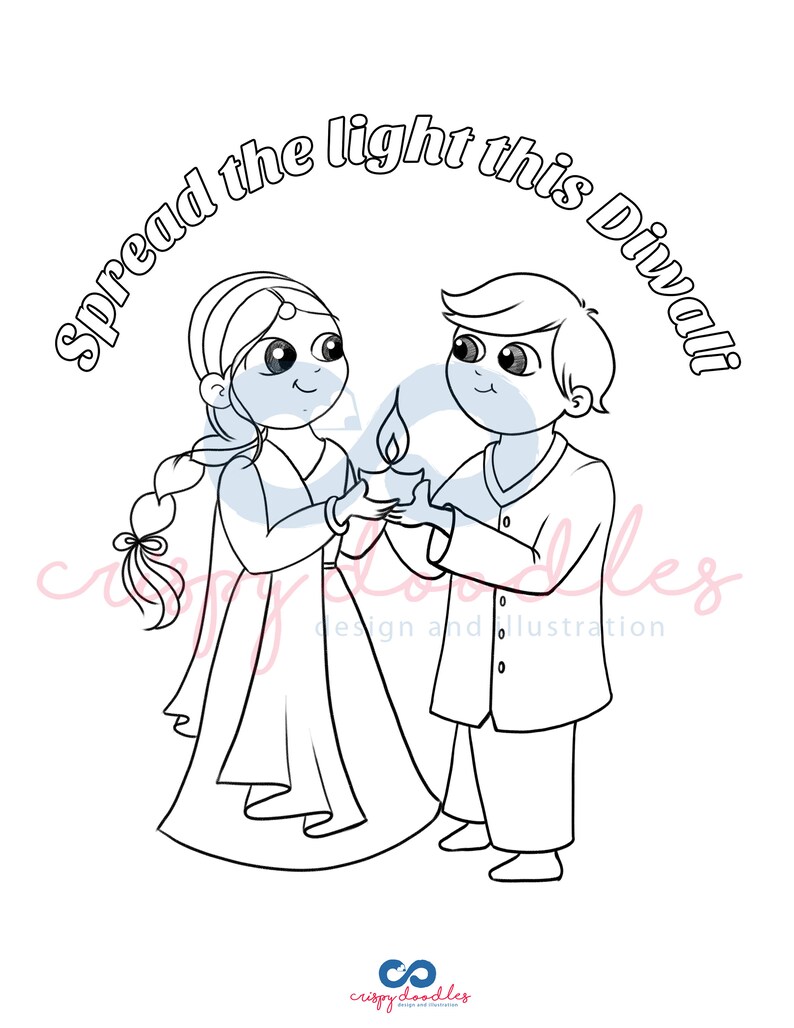 Diwali Coloring Activity Pages for Kids, Diwali Decor for South Asian ...