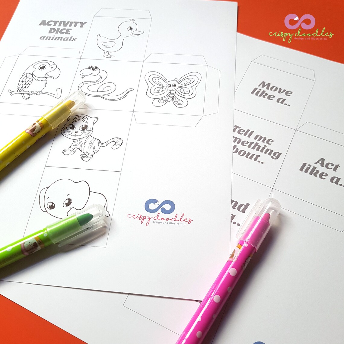 Animal Activity Dice, Indoor Play, Educational Games for Preschoolers ...