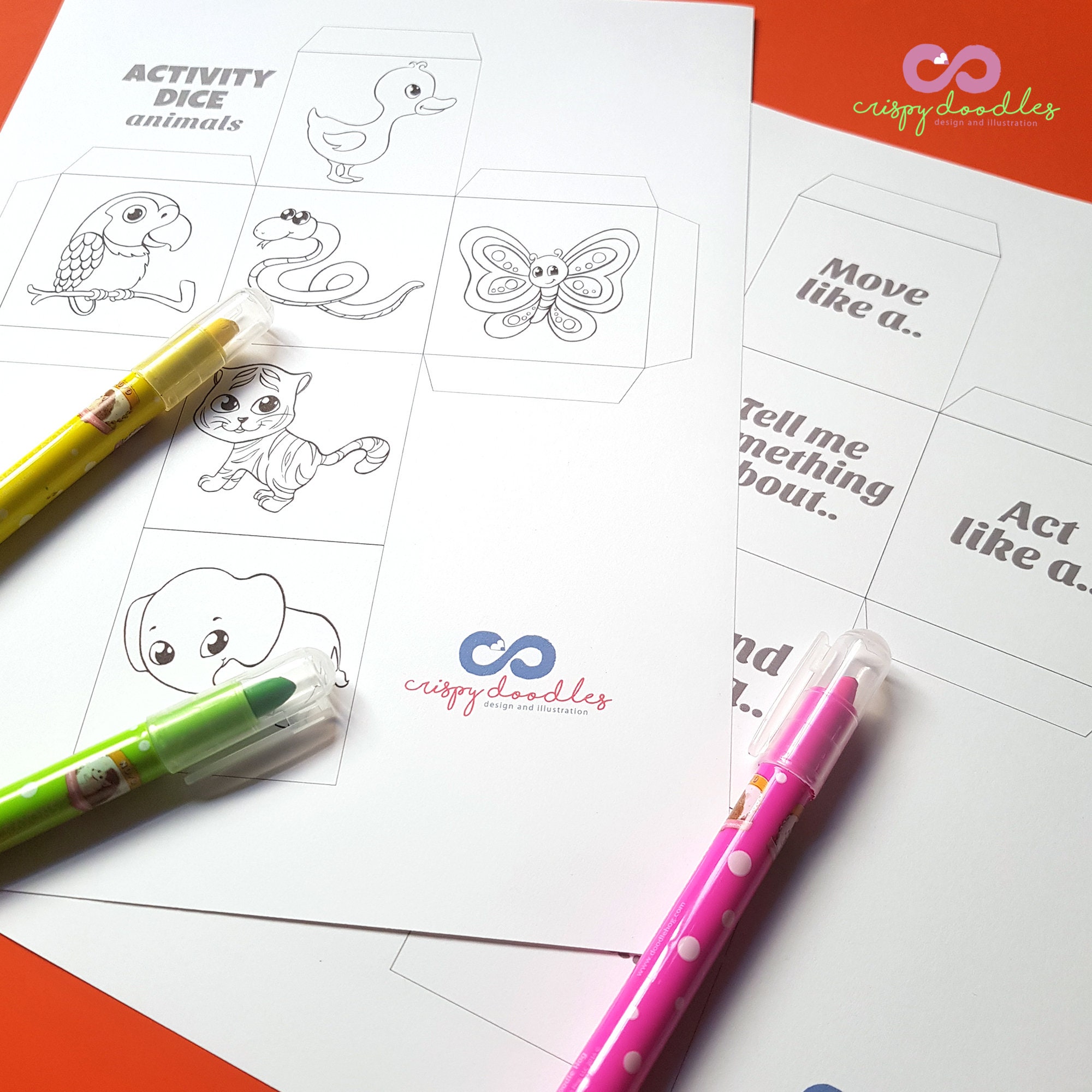 Animal Activity Dice, Indoor Play, Educational Games for Preschoolers ...