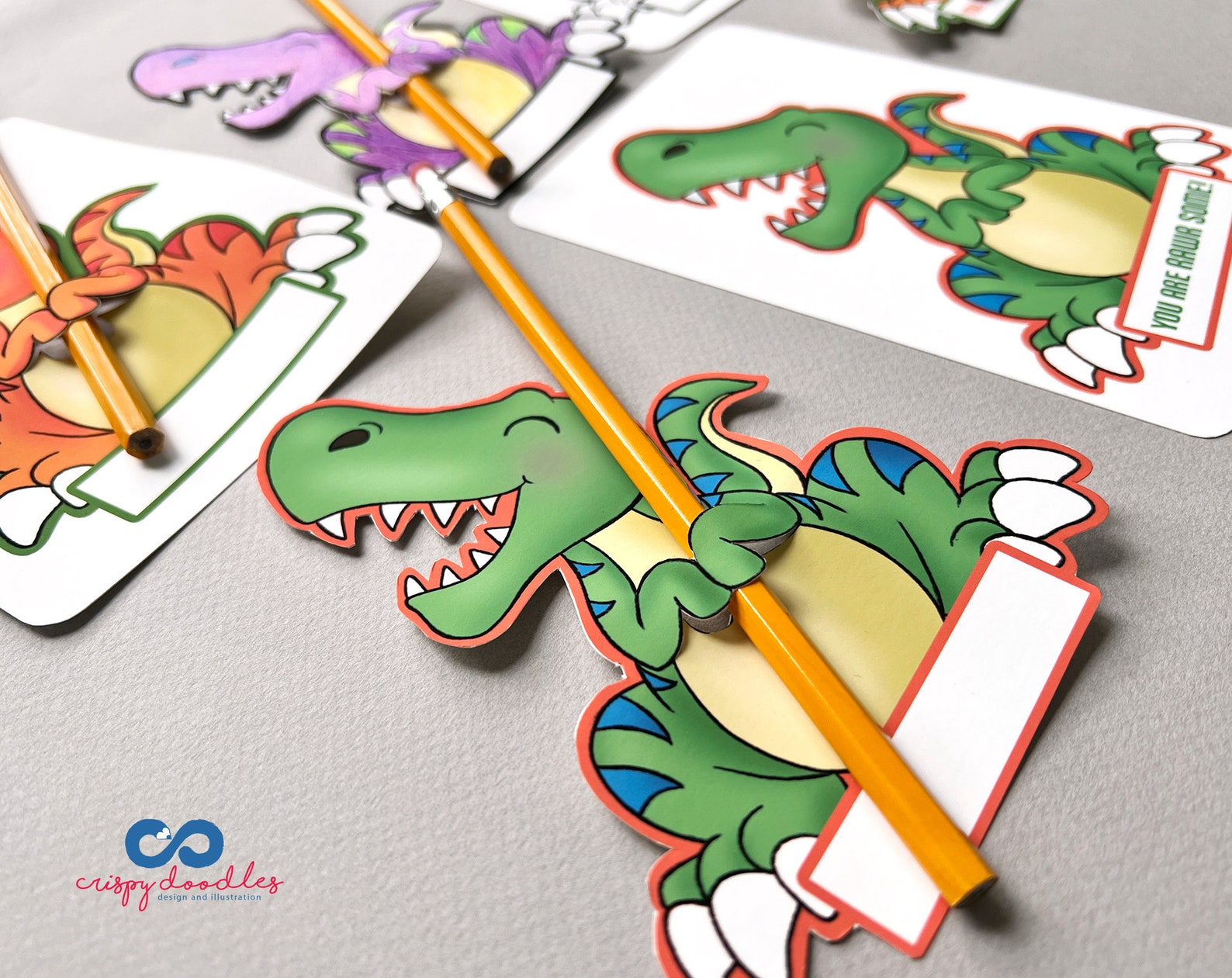 Valentines Day Dinosaur Card Set, Candy Hugger, Pencil Crayon Holder ...