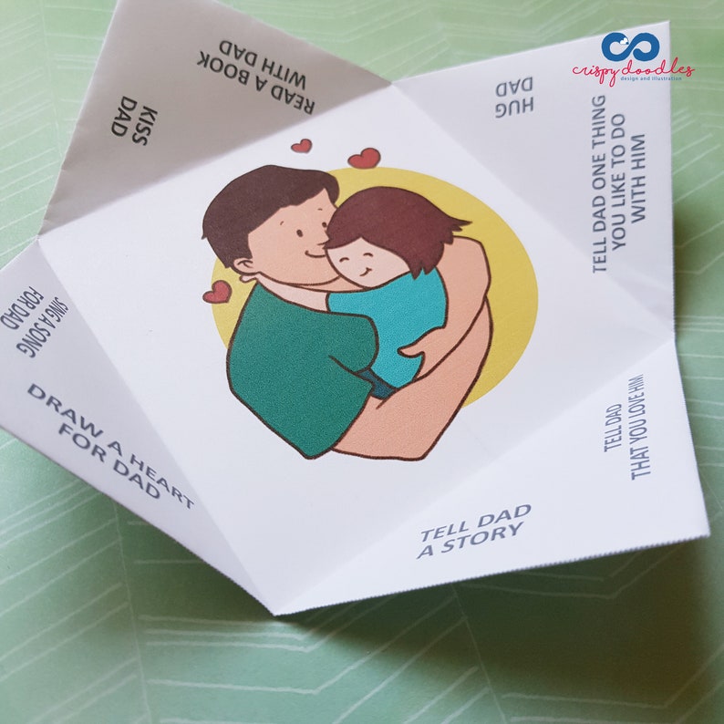 Fathers Day Cootie Catcher DIY Craft, Cute Chatter Box, Happy Snappy ...