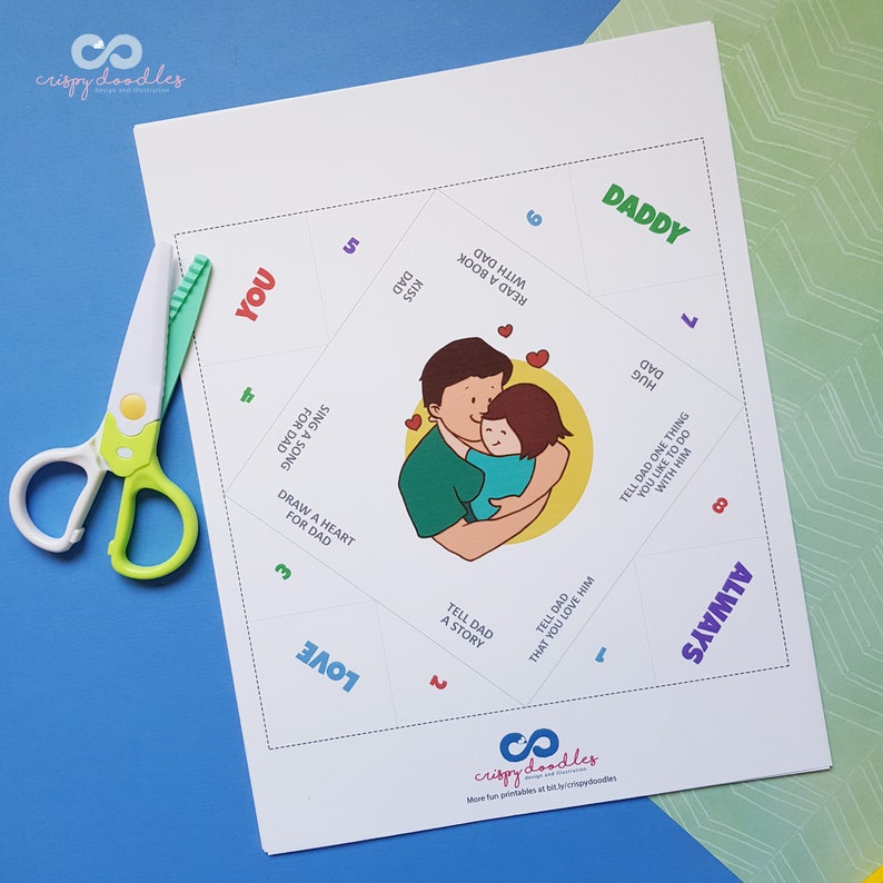 Fathers Day Cootie Catcher DIY Craft, Cute Chatter Box, Happy Snappy ...