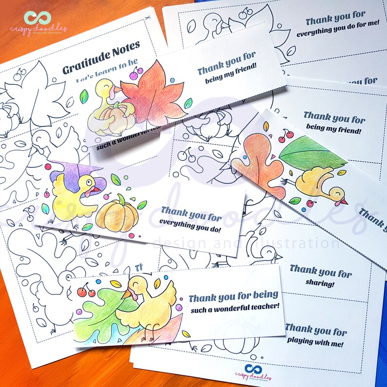 Printable Thanksgiving Gratitude Notes Kids Coloring Pages | Etsy