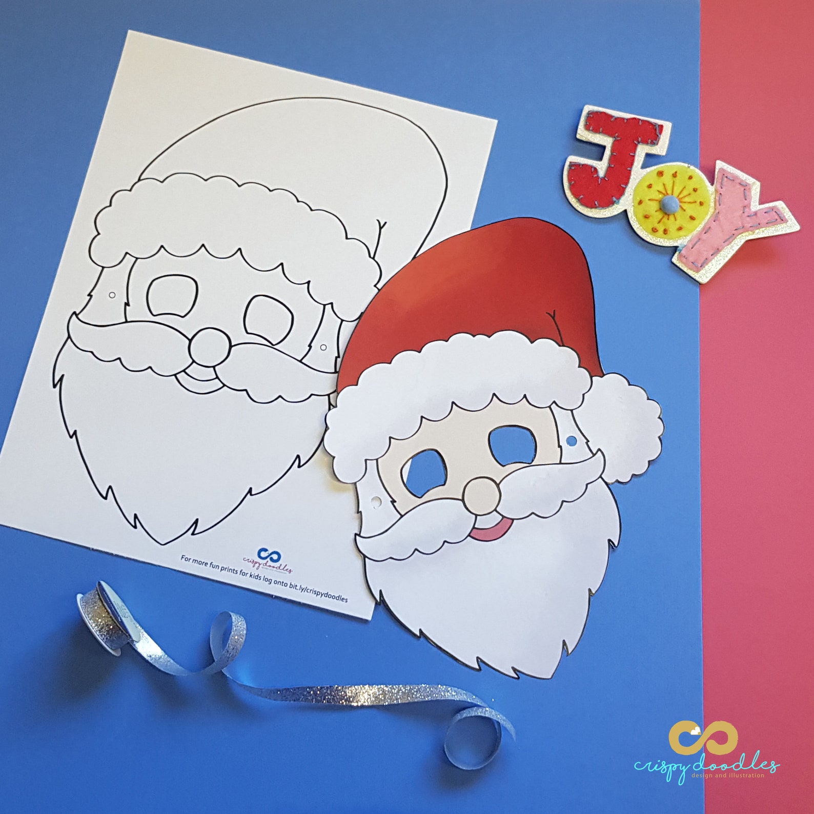 Kids Christmas Santa Mask and Doorknob Hanger, Digital Download, Kids ...